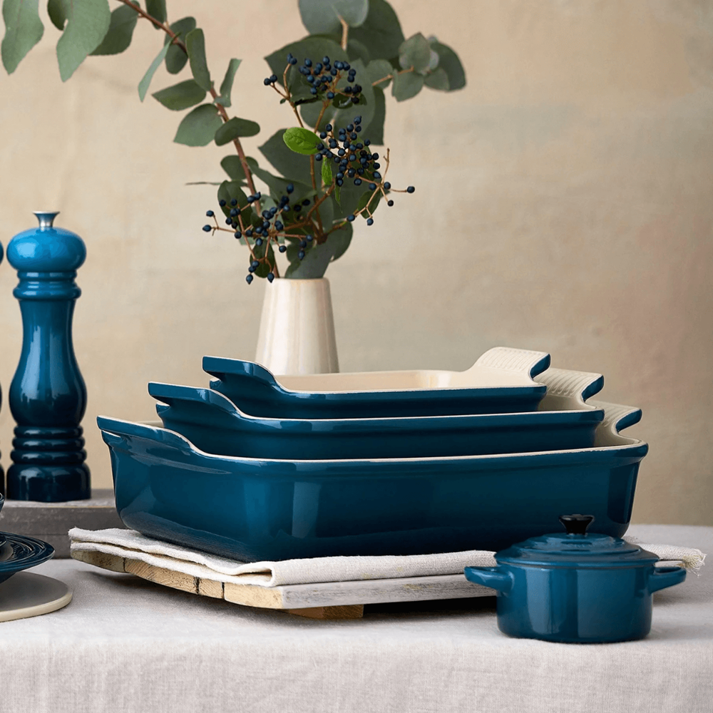 Travessa Retangular de Cerâmica Heritage 26 cm Deep Teal Le Creuset