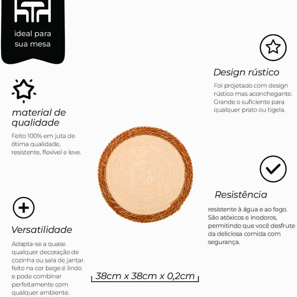 Lugar Americano Fame Juta 38 cm Off-White Mimo Style