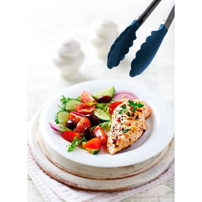 Pinça Multiuso em Aço Inox Elemental 27 cm Azul Fackelmann