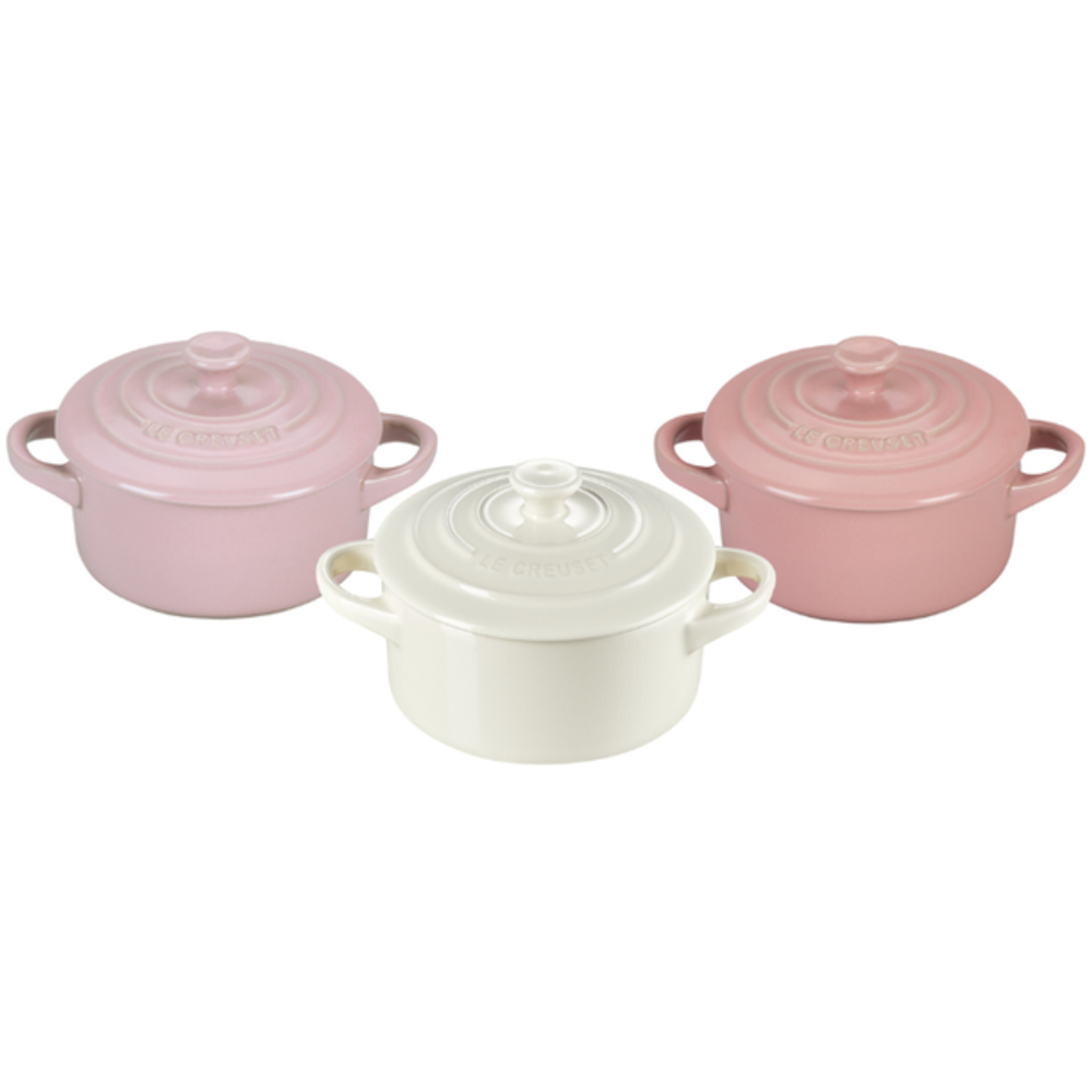 Set de 3 Mini Cocottes de Cerâmica 10 cm Tons de Rosa Le Creuset