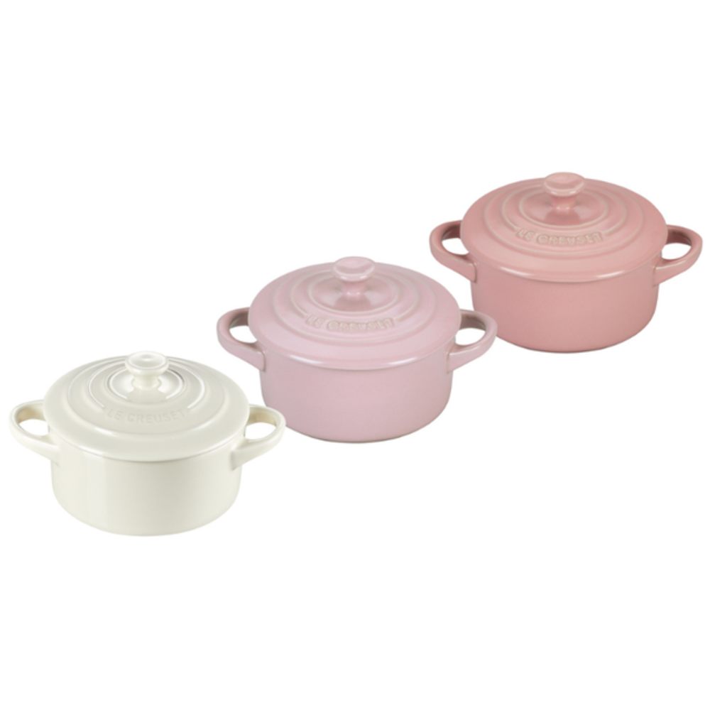 Set de 3 Mini Cocottes de Cerâmica 10 cm Tons de Rosa Le Creuset