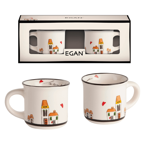 Set 2 Xícaras Espresso NBC Porcelana Le Casette 80 ml Egan Italy
