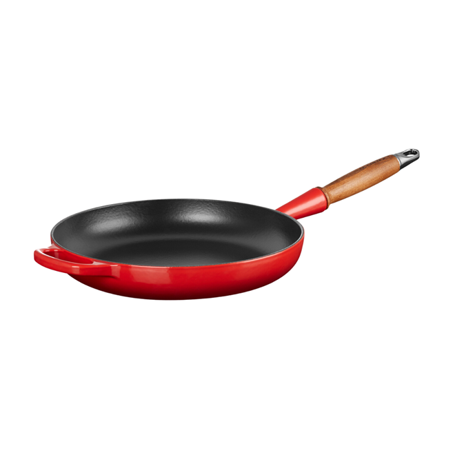 Frigideira Rasa Signature Cabo em Madeira 28 cm Vermelho Le Creuset