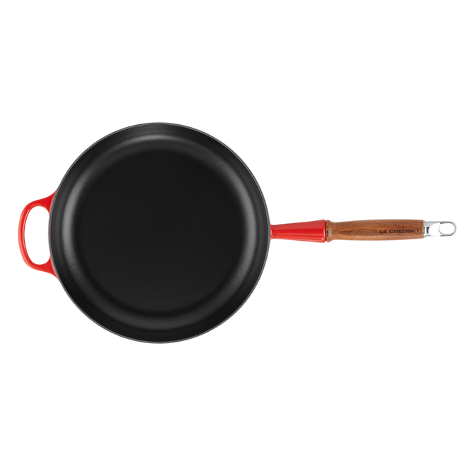 Frigideira Rasa Signature Cabo em Madeira 28 cm Vermelho Le Creuset
