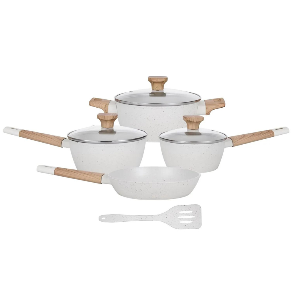 Conjunto de 5 Peças Cook Indução Cerâmica Marmol Vanilla Mimo Style
