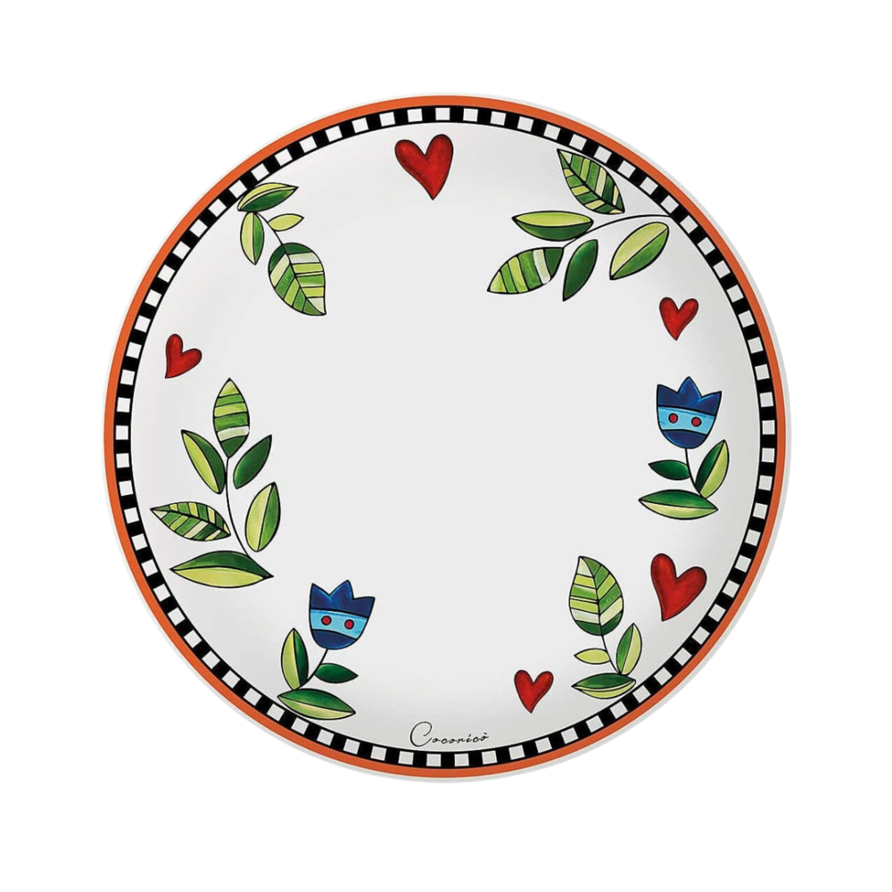 Jogo de 4 Pratos Rasos de Porcelana 27 cm Cocoricó Laranja Egan Italy